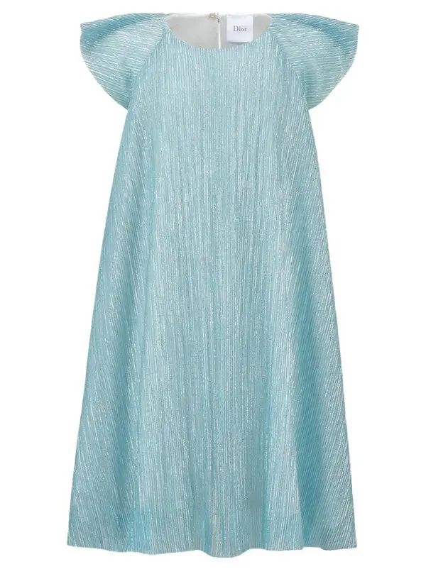 Dior Flared Dress With Silver Embroidery - Light Blue