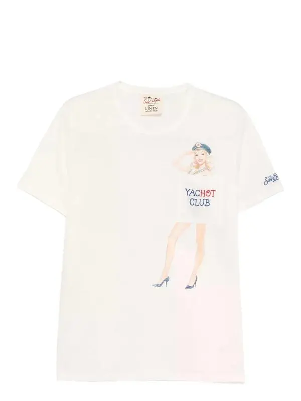 MC2 SAINT BARTH Ecstasea Print-detail Pocket T-shirt - Neutrals