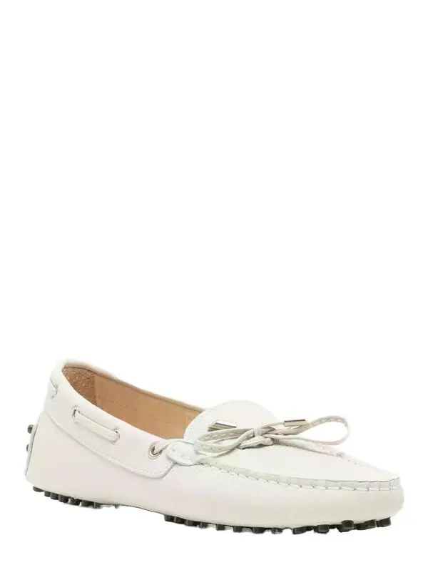 SERGIO MORETTI FIRENZE Pebbled Leather Loafers With Bow Detail - Neutrals