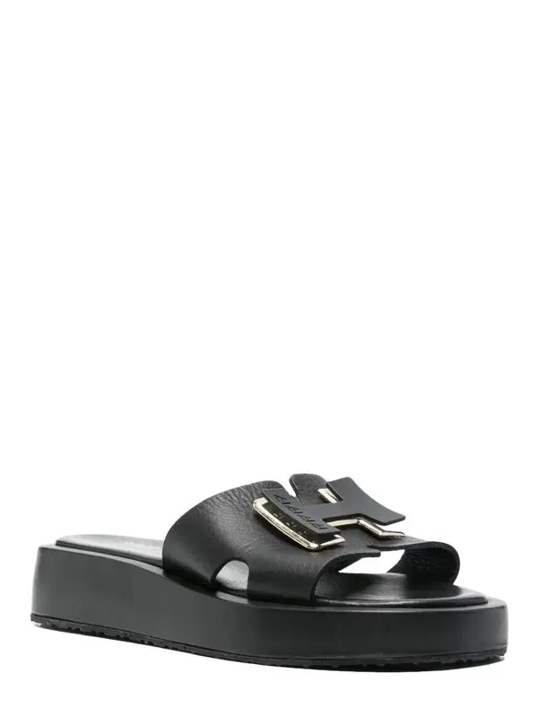 SERGIO MORETTI FIRENZE Logo Plaque Platform Sandals - Black