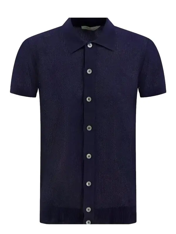 GRAN SASSO Open-knit Short-sleeved Shirt - Blue