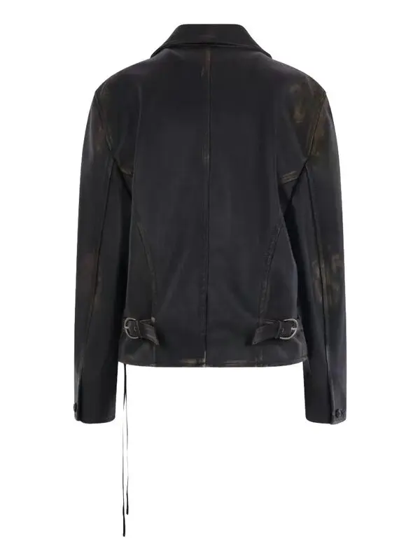 ANN DEMEULEMEESTER Malik Distressed Leather Jacket - Black