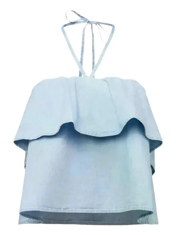 DRYKORN Halterneck Blouse With Ruffled Detailing - Blue