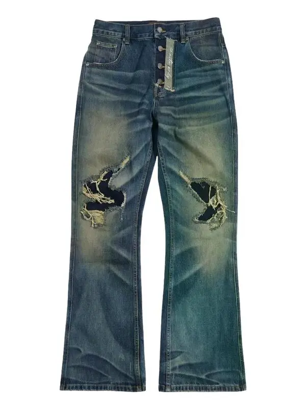 BIRTH OF ROYAL CHILD Distressed Bootcut Jeans - Blue