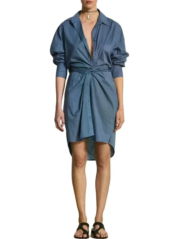 Mare Di Latte Lily Tie-waist Midi Shirt Dress - Blue