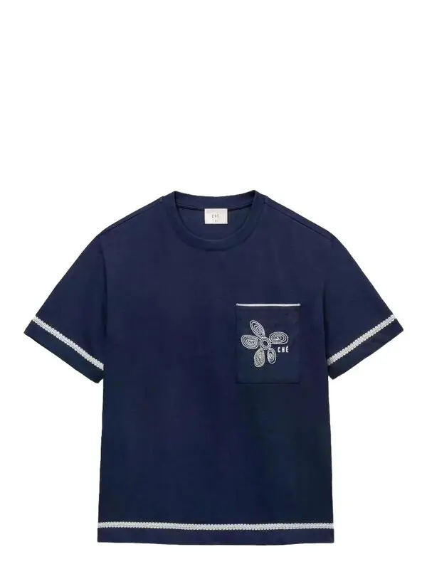 CHE Flores Embroidered-pocket T-shirt - Blue