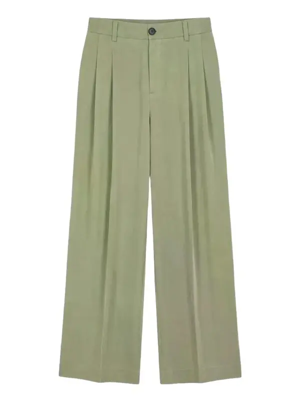 Essentiel Antwerp Pleated Wide-leg Trousers - Green