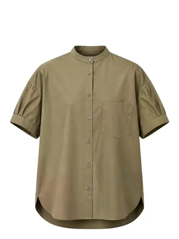 Aspesi Band-collar Short-sleeve Shirt - Green
