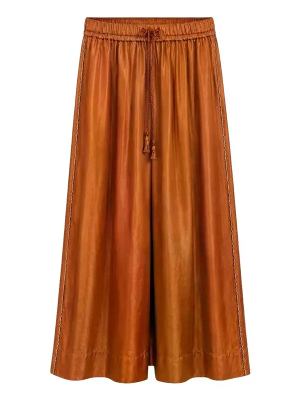 FORTE_FORTE Bronze Satin Drawstring Palazzo Pants - Orange