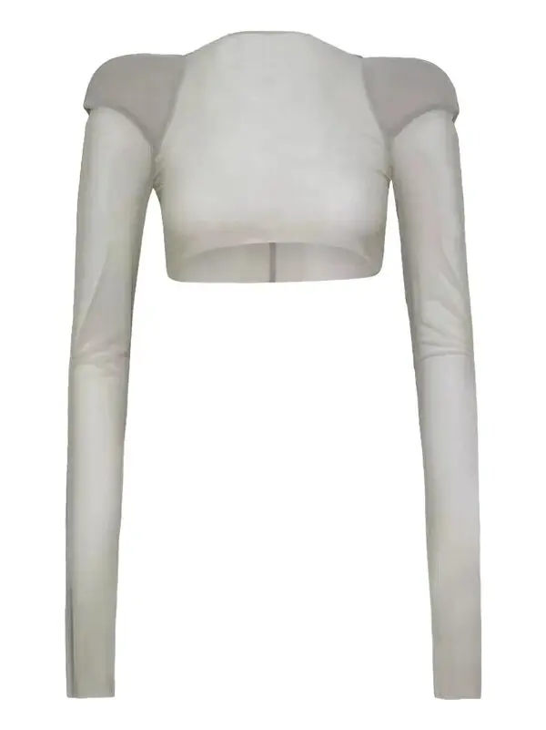 Rick Owens Cropped Top With Padded Shoulders - Grey