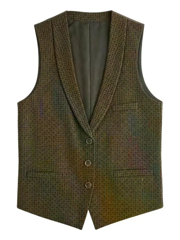 UMA WANG Geometric Pattern Waistcoat - Brown