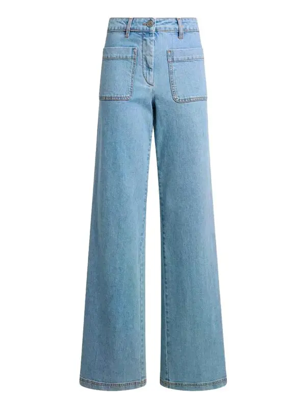 Etro Embroidered Logo Flared Jeans - Blue
