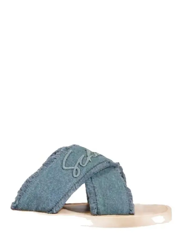 Schutz Frayed Crossover-strap Sandals - Blue