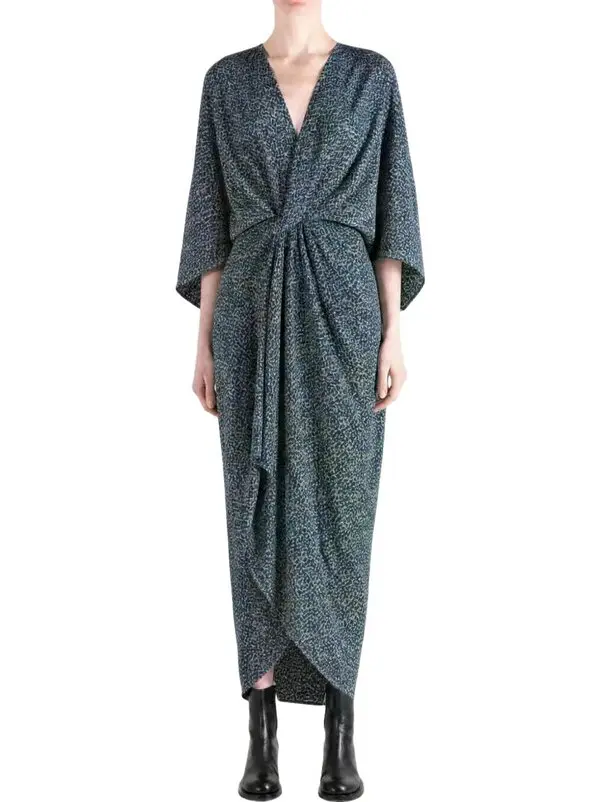 CORTANA Astra Print Draped Dress - Blue