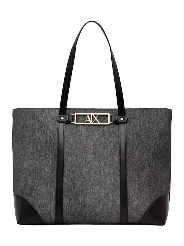 Armani Exchange Logo Plaque Tote Bag - Black