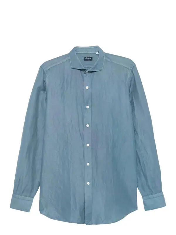 FINAMORE 1925 Spread-collar Button-up Shirt - Blue
