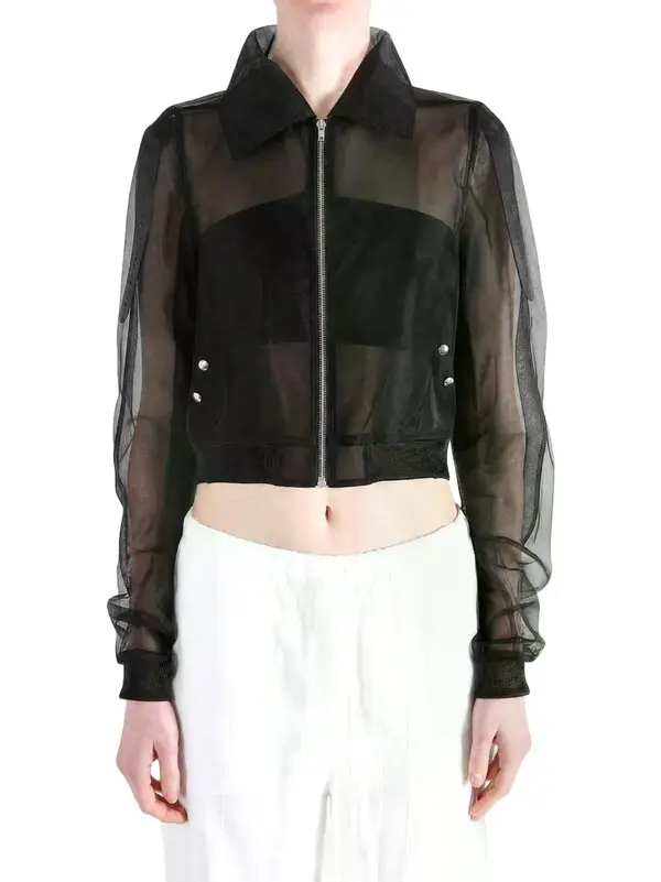 Rick Owens Dracucollar Sheer Zip-up Jacket - Black