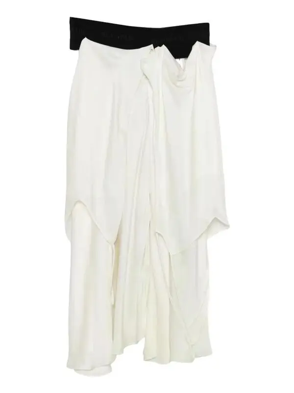 ALAINPAUL Asymmetric Midi Skirt With Draped Logo Waistband - Neutrals