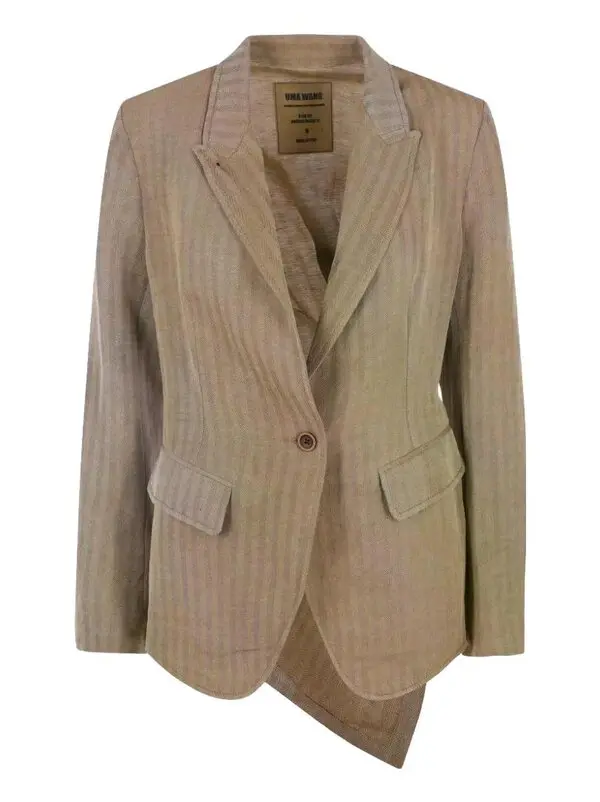 UMA WANG Asymmetric Herringbone Blazer - Brown