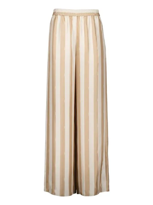 Fendi Pequin Silk Wide-leg Trousers - Beige