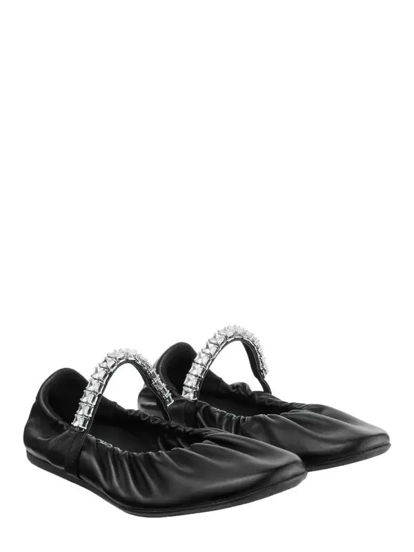 JIMMY CHOO Jade Crystal-embellished Ballet Flats - Black