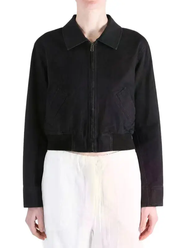 MARGARET HOWELL Cotton Zip-up Cropped Jacket - Blue
