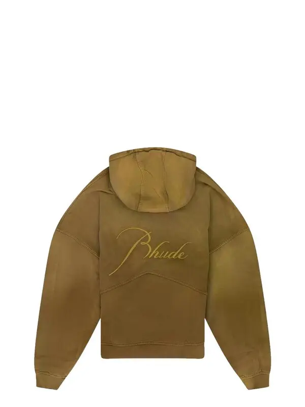 Rhude Embroidered Logo Zip-up Hoodie - Brown
