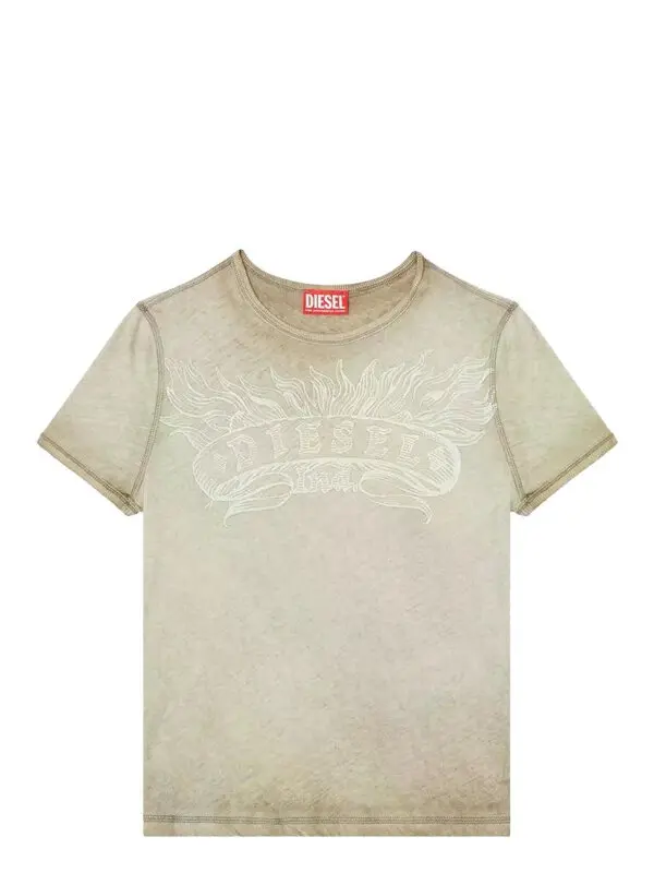 DIESEL® Graphic Print Logo Patch T-shirt - Neutrals