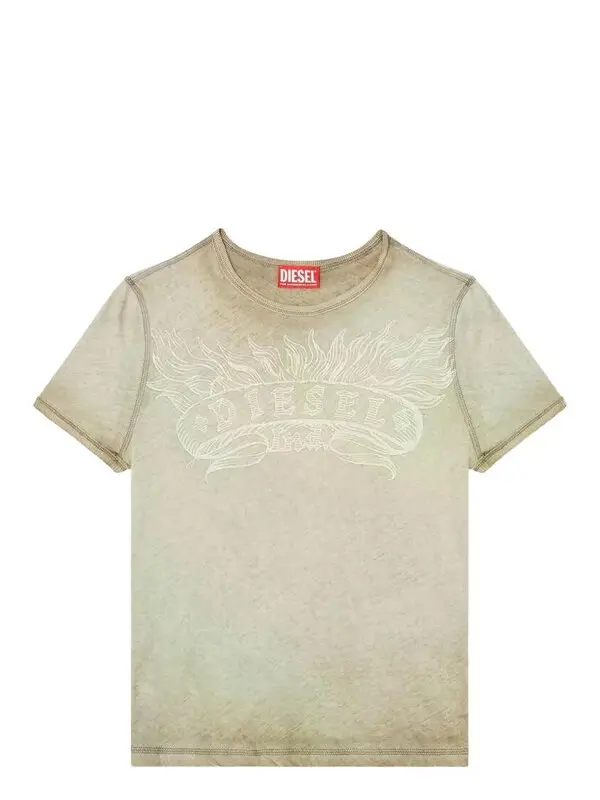 DIESEL® Graphic Print Logo Patch T-shirt - Neutrals