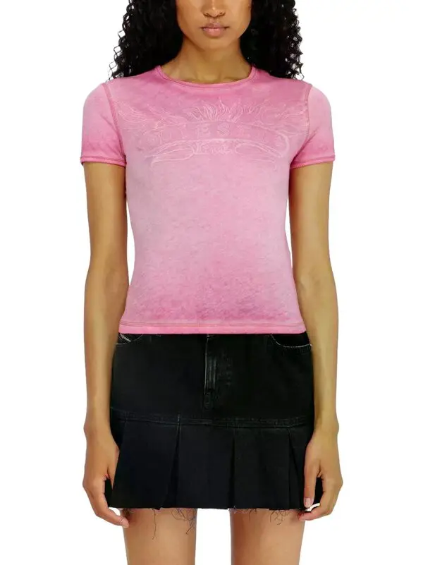 DIESEL® Pigment-dyed Graphic Print T-shirt - Pink