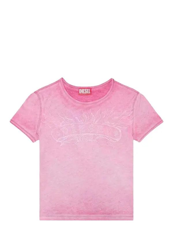 DIESEL® Pigment-dyed Graphic Print T-shirt - Pink