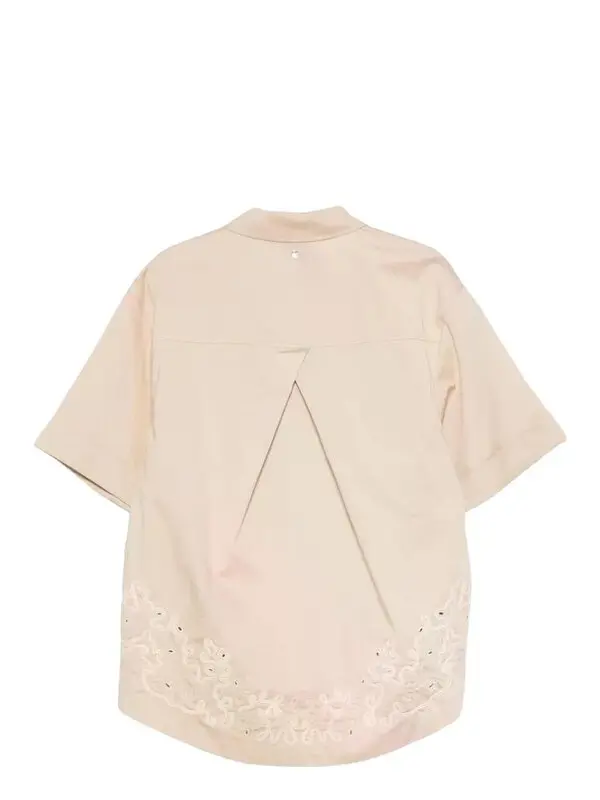 BOSS Broderie Anglaise Short Sleeved Shirt - Neutrals