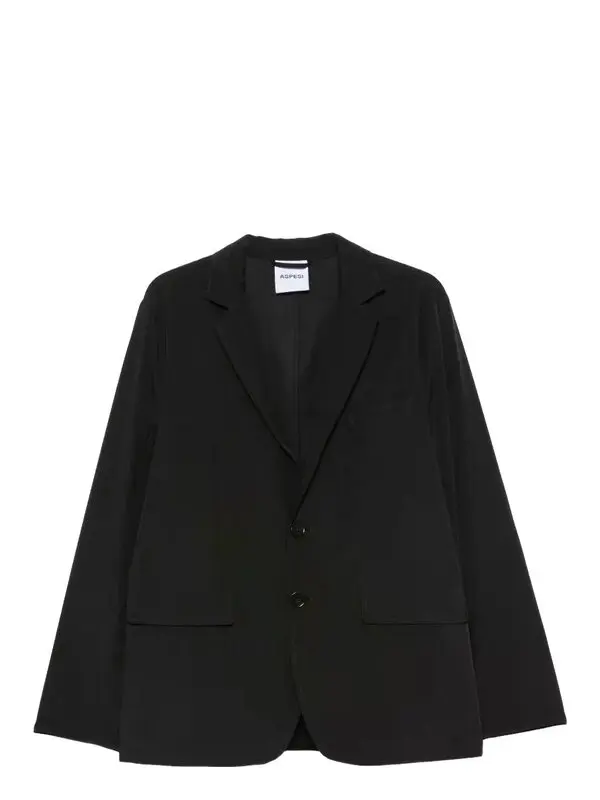 Aspesi Single-breasted Notched-lapels Blazer - Black