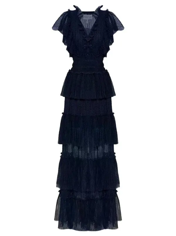Munthe Noriz Ruffled Tiered Maxi Dress - Blue