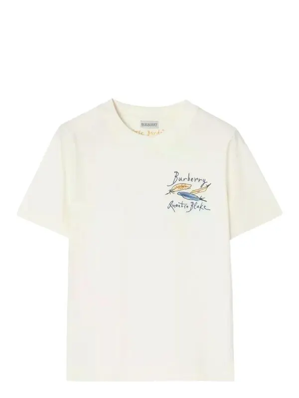 Burberry X Sir Quentin Blake Feather-print Cotton T-shirt - Neutrals