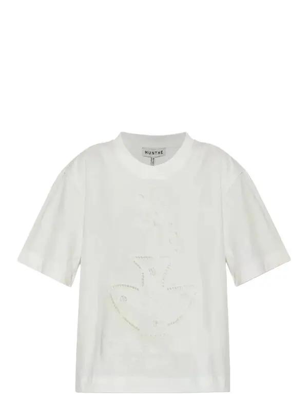 Munthe Nellamy Broderie Anglaise Cotton T-shirt - Neutrals