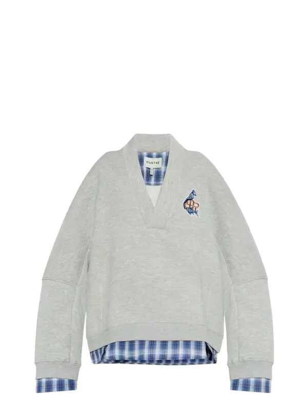 Munthe Layered Logo-patch Sweatshirt - Grey