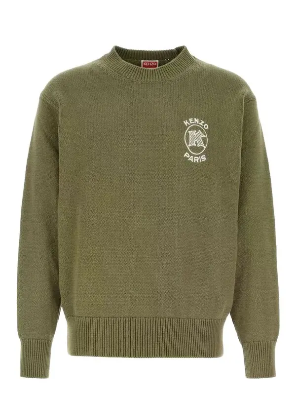Kenzo Logo Embroidered Cotton Sweater - Green