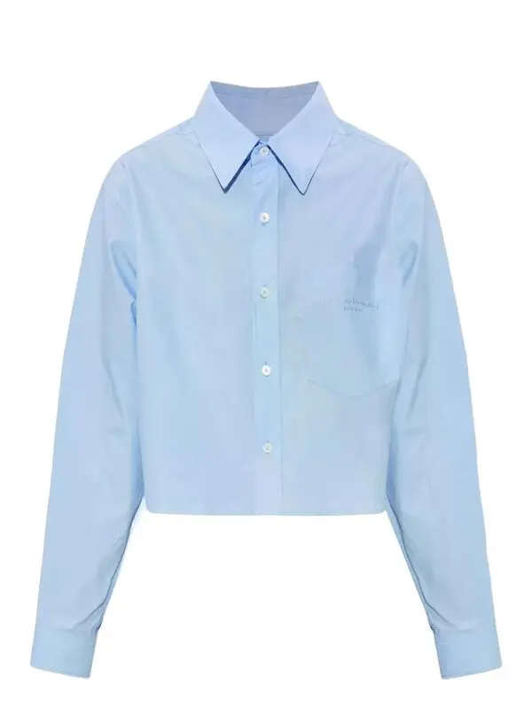 Alexander Wang Logo-embroidered Cropped Cotton Shirt - Blue