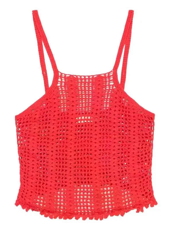 TERRY PUESTO Crochet Knit Shell - Red