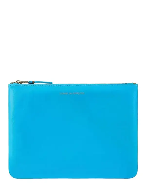 Comme Des Garçons Logo-print Leather Pouch - Blue