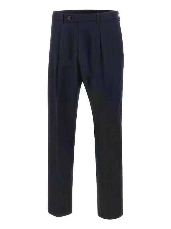 Paul Smith Pinstripe Pleated Trousers - Blue