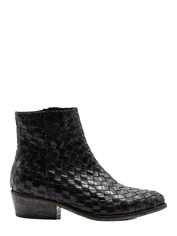 CURIOSITÈ Woven Ankle Boots - Black