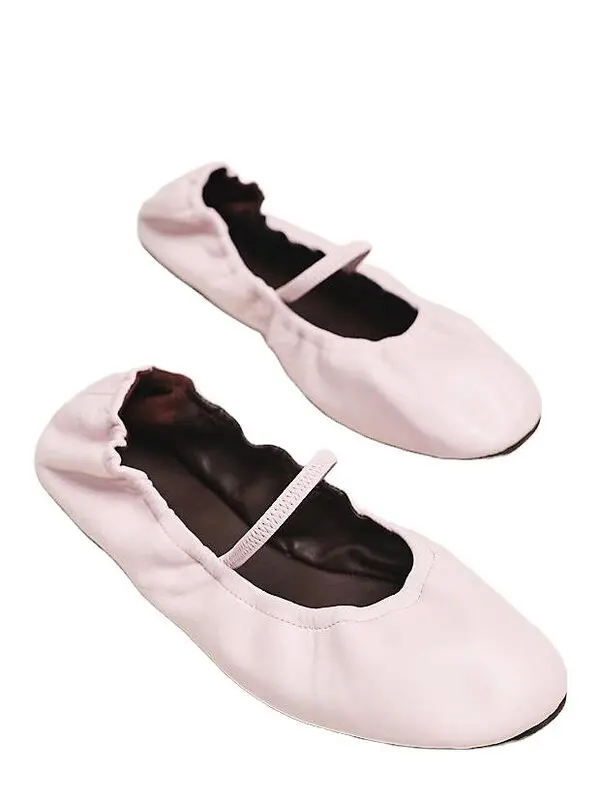 REFORMATION Buffy Ruched Ballet Flats - Pixie Dust Leather