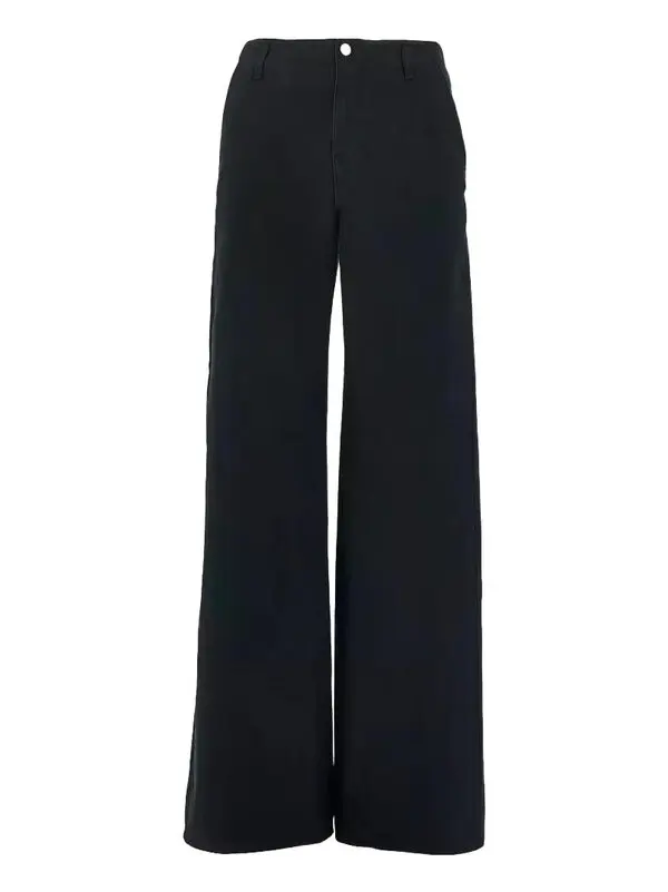 Emporio Armani Wide-leg Cotton Trousers - Black