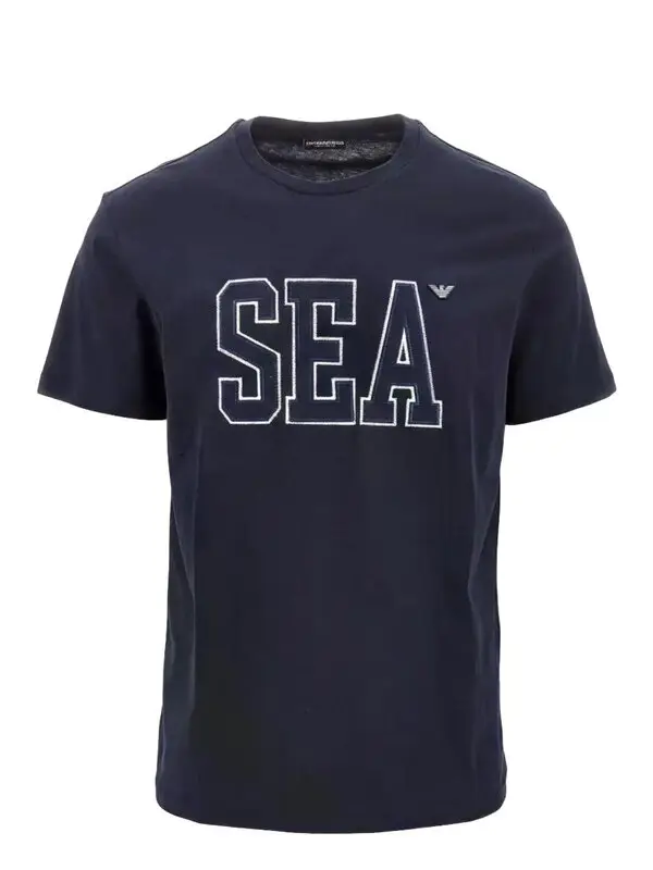 Emporio Armani Logo-embroidery Cotton T-shirt - Blue