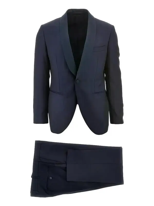 LUIGI BIANCHI Shawl-lapel Single-breasted Wool Suit - Blue