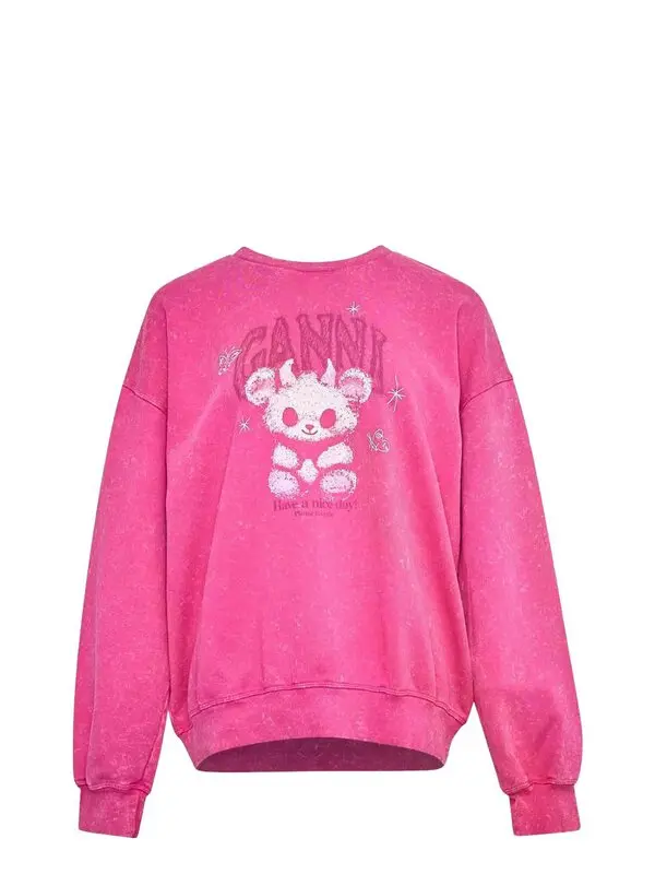 GANNI Isoli Teddy-print Sweatshirt - Pink