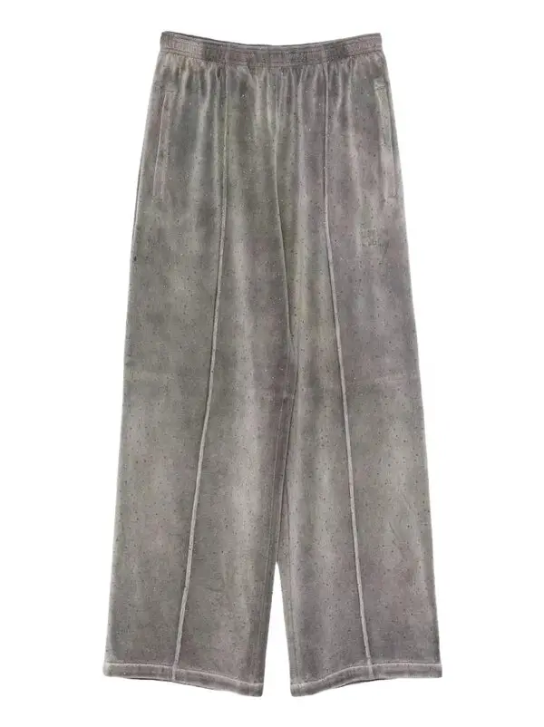 Alexander Wang Crystal-embellished Velour Track Pants - Grey