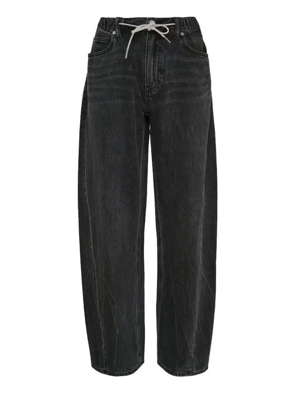 Alexander Wang Crystal-drawstring Boyfriend Jeans - Grey